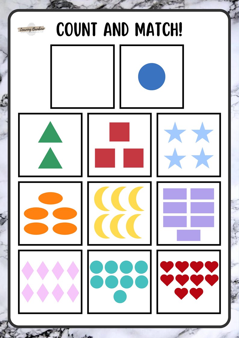 Count and Match Activity Number Matching Number Recognition One to One ...