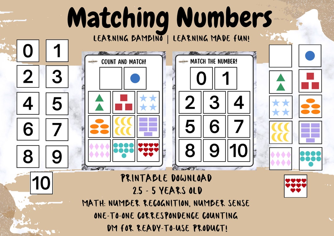 Count and Match Activity Number Matching Number Recognition One to One ...