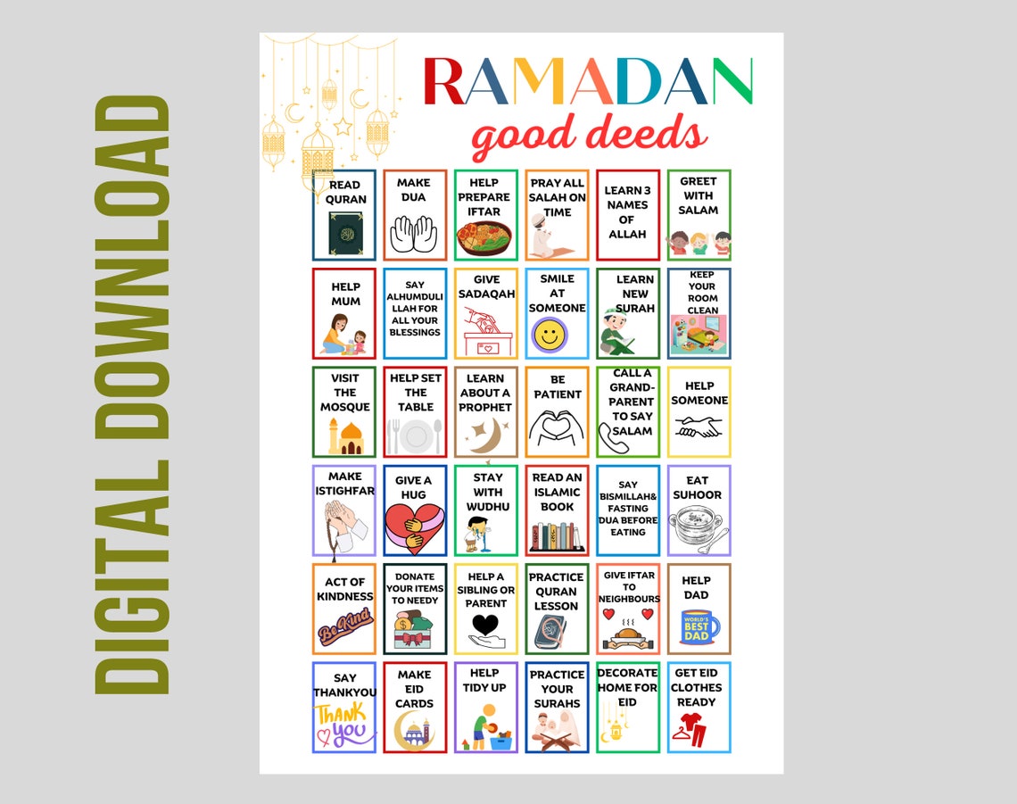 Ramadan Good Deeds Calendar I Ramadan Daily 30 Deeds I Kids Instant ...