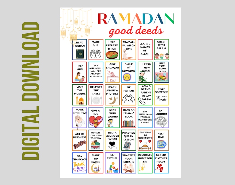 Ramadan Good Deeds Calendar I Ramadan Daily 30 Deeds I Kids Instant ...