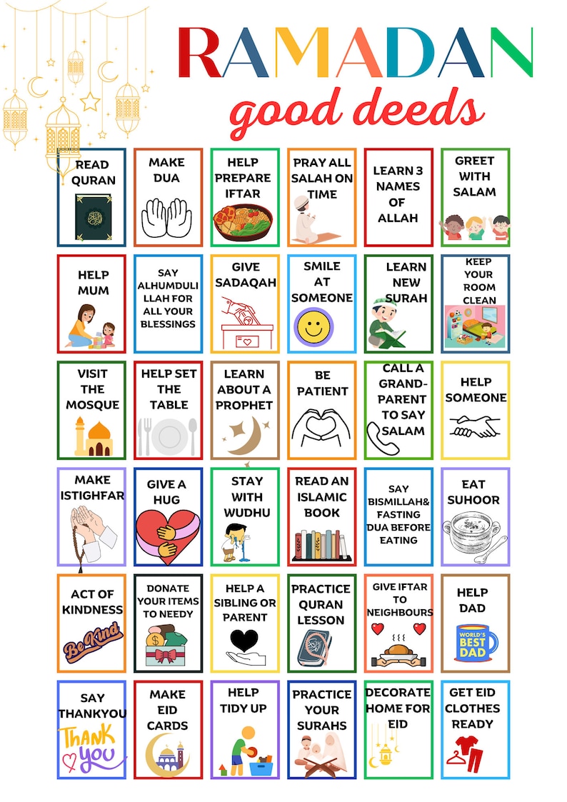 Ramadan Good Deeds Calendar I Ramadan Daily 30 Deeds I Kids Instant Digital Download | Ramadan ...
