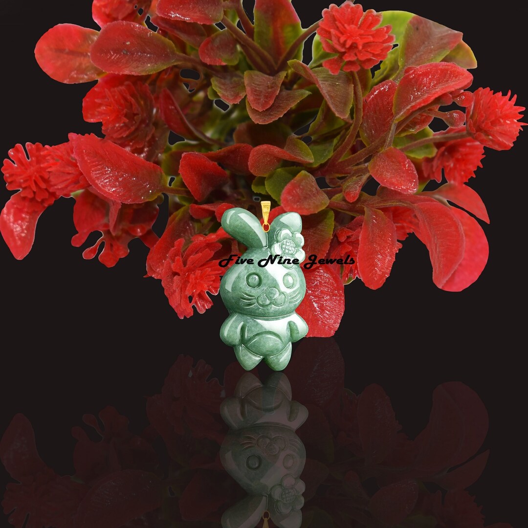 Carved Gemstone Cute Baby Rabbit Pendant, Hand Carving Bunny Pendant ...