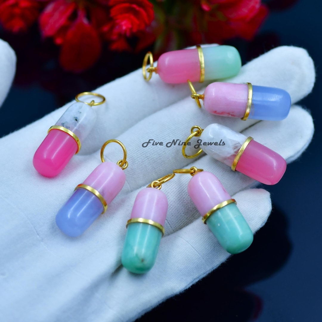 Solid 14K Gold Pill Capsule Pendant, Handmade Pill Pendant, Designer ...
