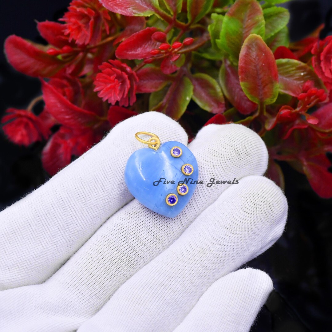 925 Silver Trendy Heart Pendant, Bezel Heart Pendant, All Gemstone ...