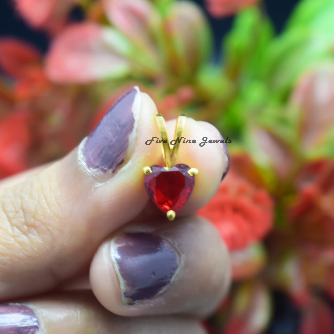 14K Gold Ruby Heart Charm, Turquoise Heart Charm, Gemstone Heart Charm ...
