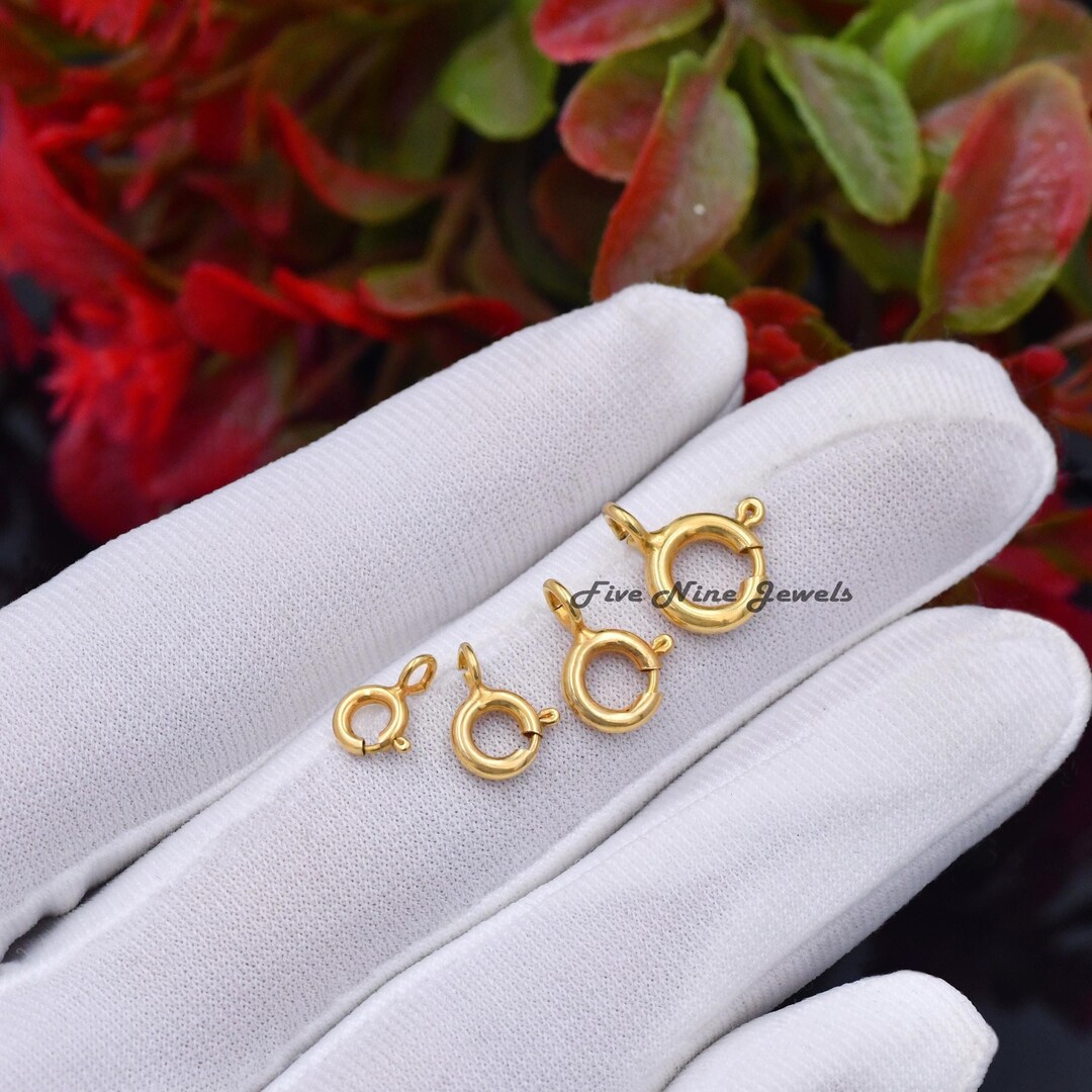 14K Gold Plated Spring Ring Lock, 8MM Round Clasp Lock, Spring Ring ...