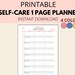Self Care Planner, Self Care Printable, Self Care 1 Page Planner ...