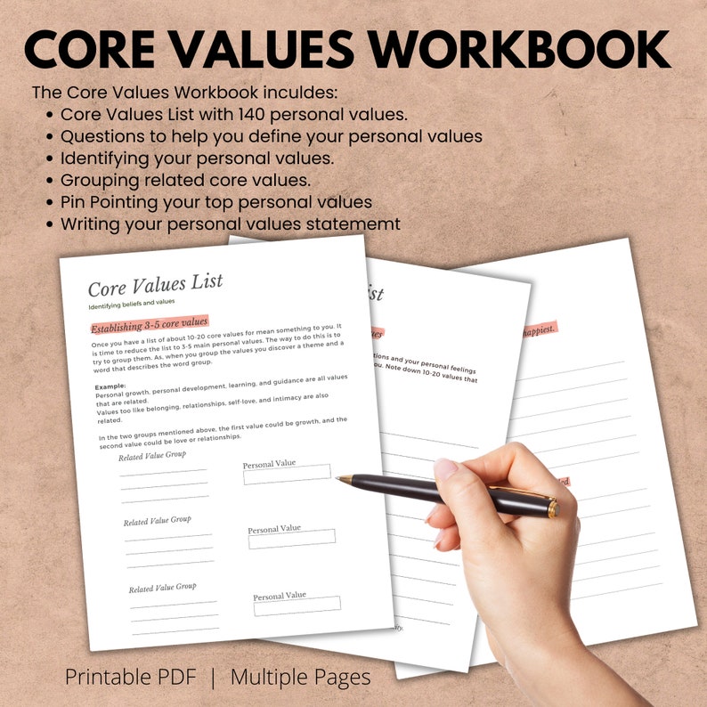 Core Values Printable, My Core Values, Defining Personal Values, Life ...
