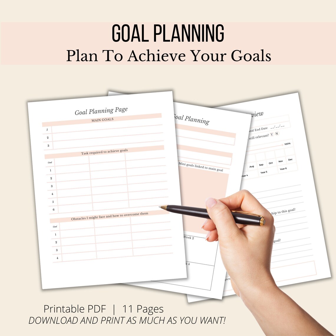2024 Goal Planner, Yearly Goals Planner, Goal Planning Printable PDF - Etsy