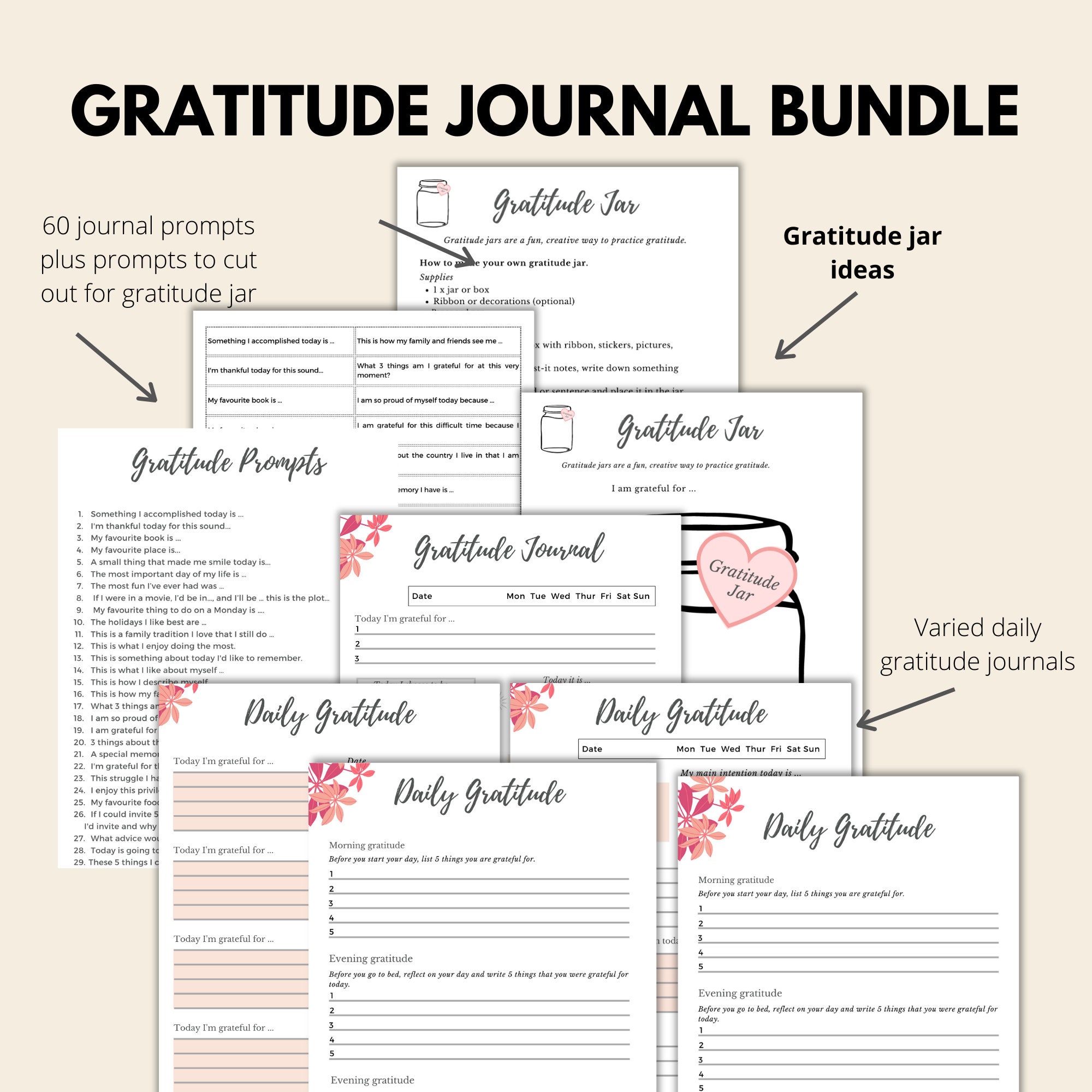 Gratitude Journal Printable, Gratitude Journal Template, Daily ...