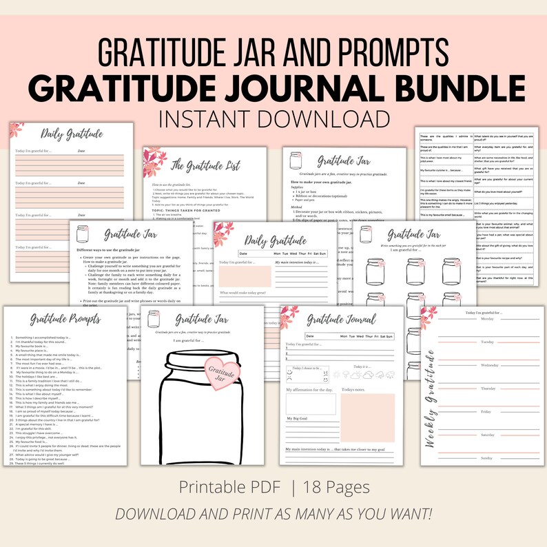 Gratitude Journal Printable, Gratitude Journal Template, Daily ...