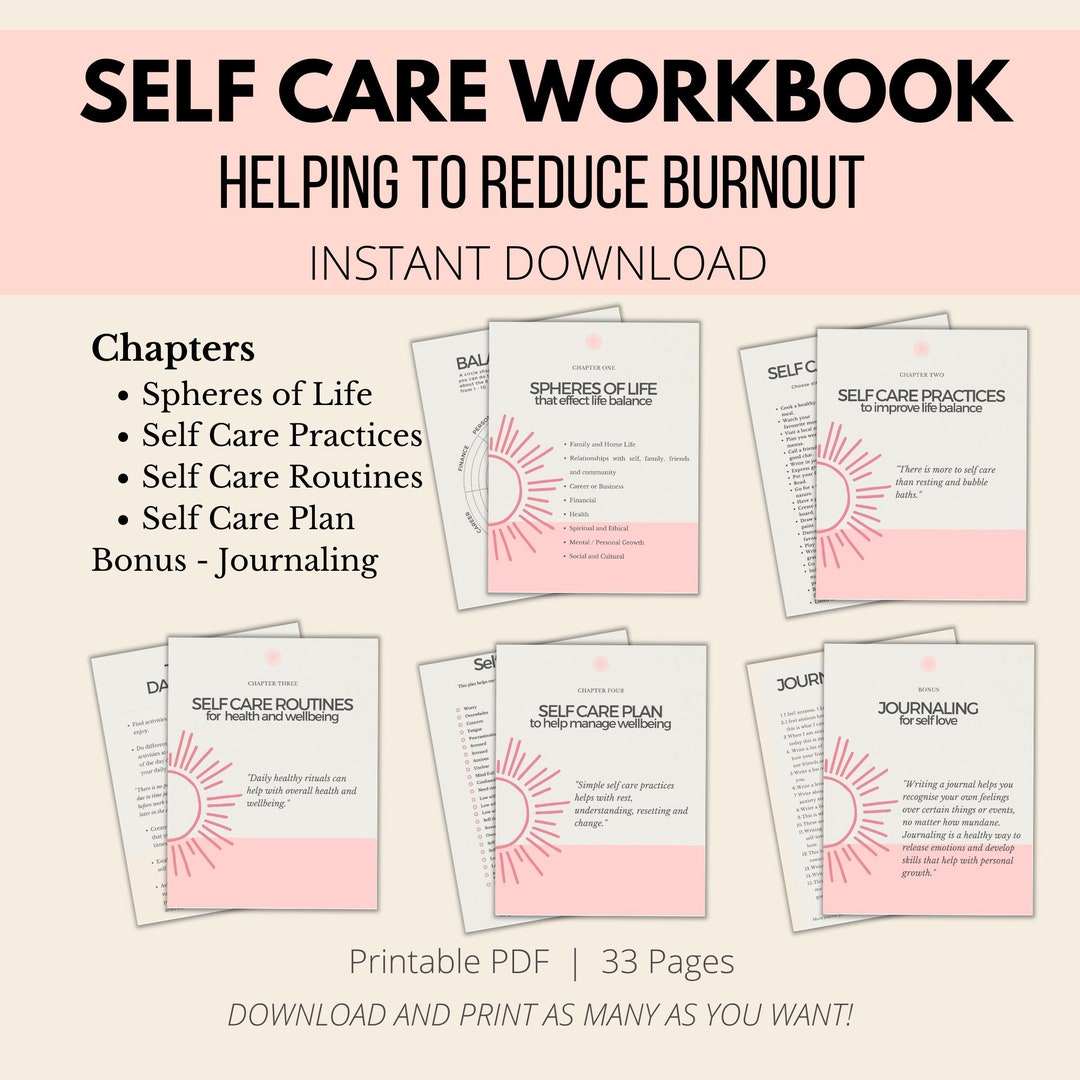 Self Care Workbook for Reducing Stress and Burnout| Self Care Routines ...
