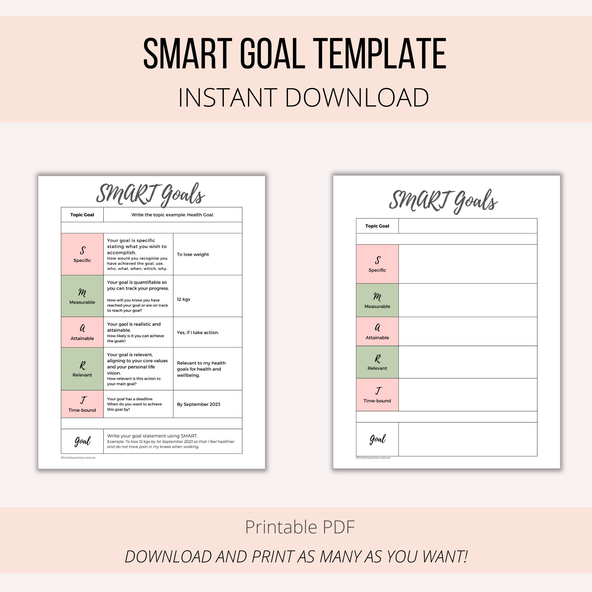 Smart Goals Printable and Planning Template - Etsy Australia