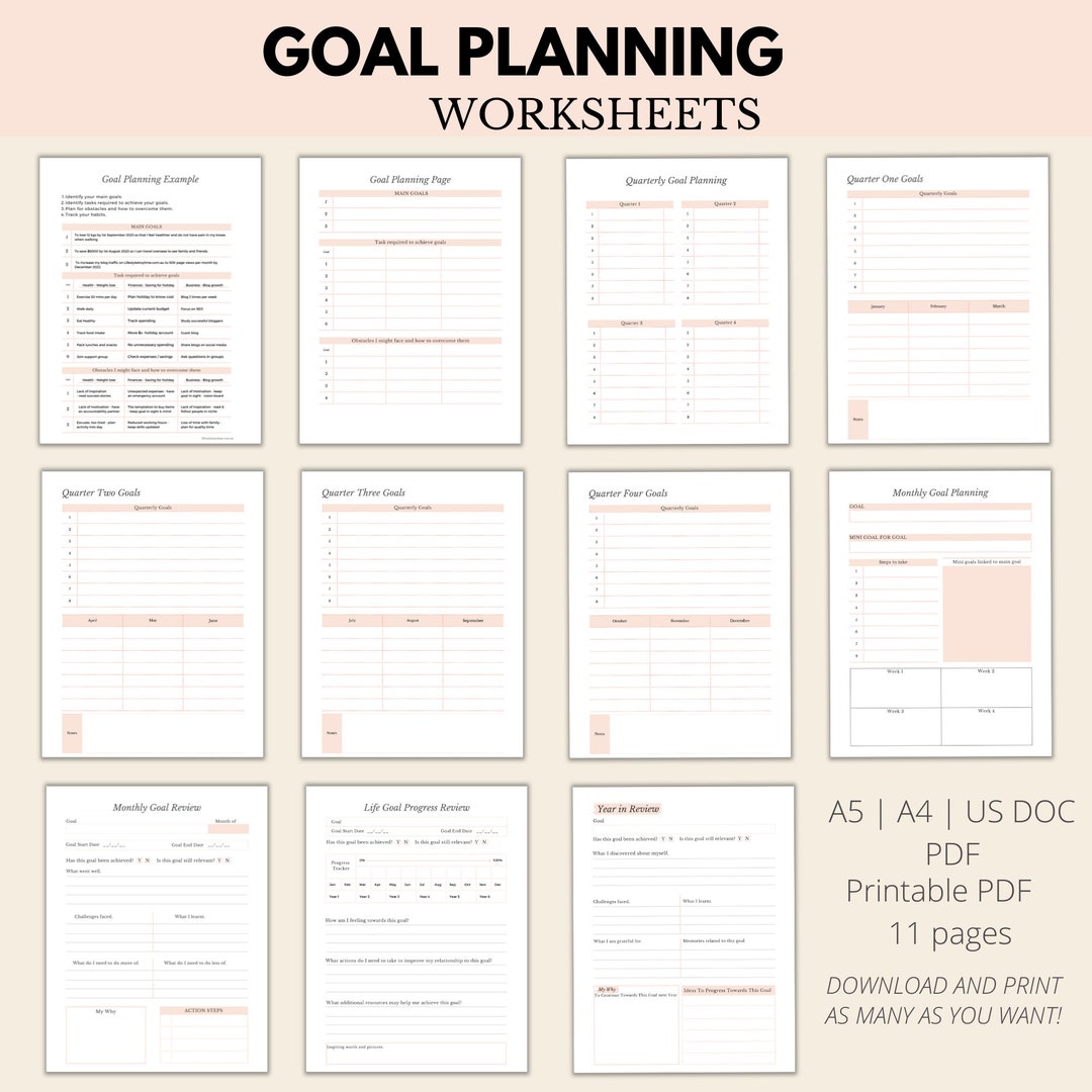 2024 Goal Planner, Yearly Goals Planner, Goal Planning Printable PDF - Etsy