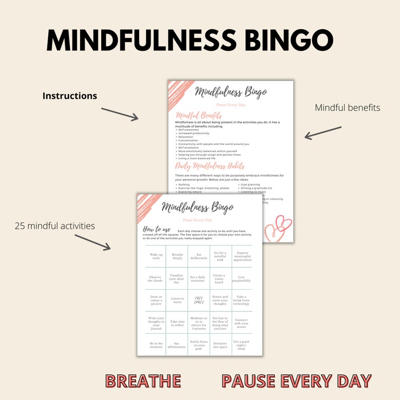 Mindfulness Bingo, Self-care Bingo, Self-care Challenge, Mindfulness ...