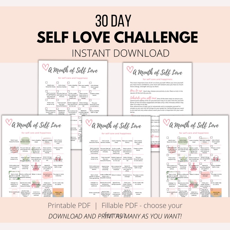 Self Love Challenge, 30 Day Self Love Challenge, Self Care Challenge ...