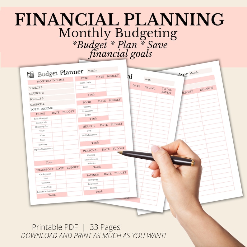 Monthly Finance Planner, Personal Budget Planner, Financial Goal ...