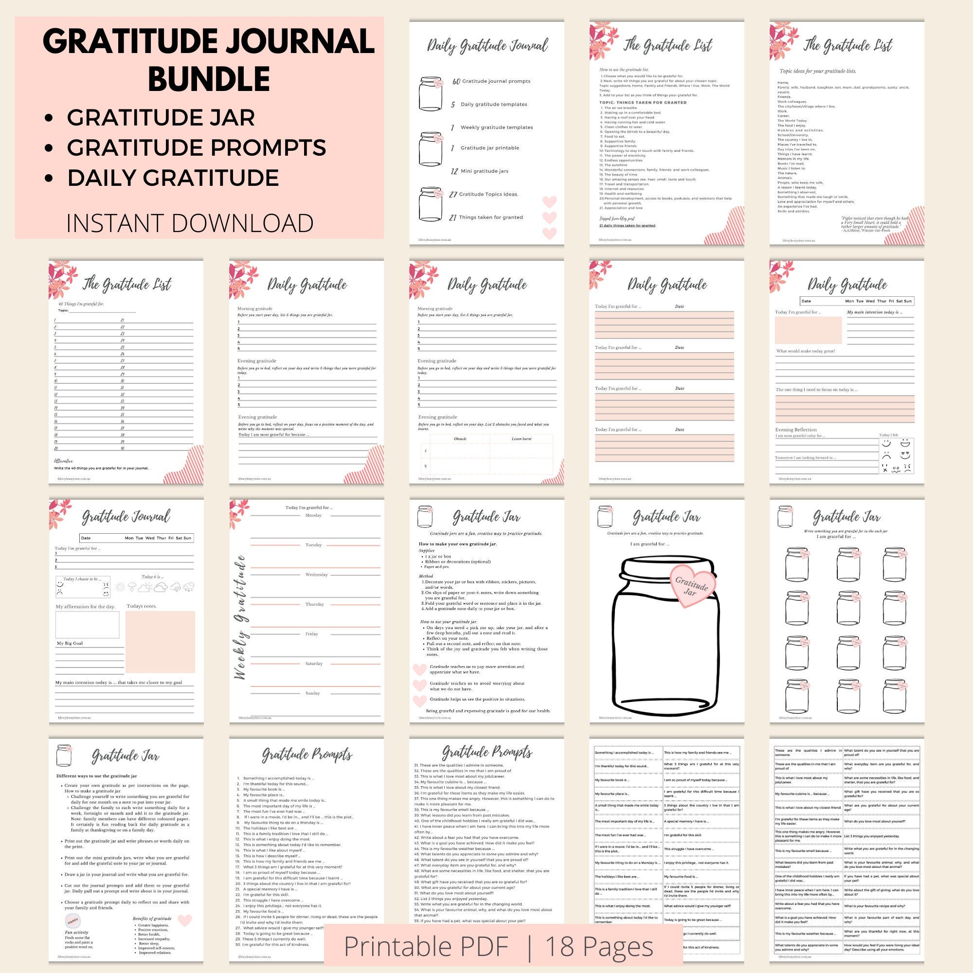 Gratitude Journal Printable, Gratitude Journal Template, Daily ...