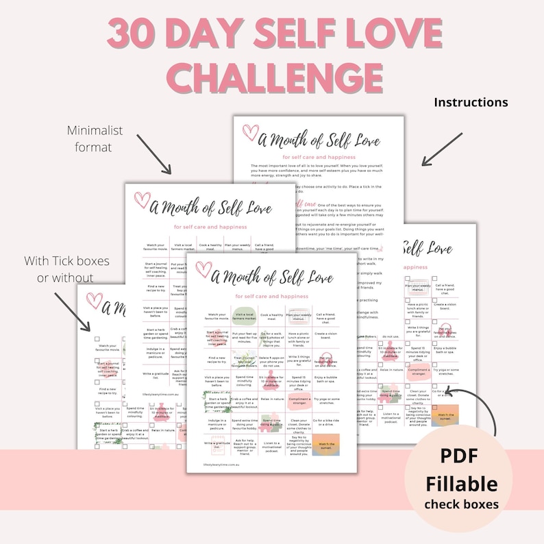 Self Love Challenge 30 Day Self Love Challenge Self Care Challenge