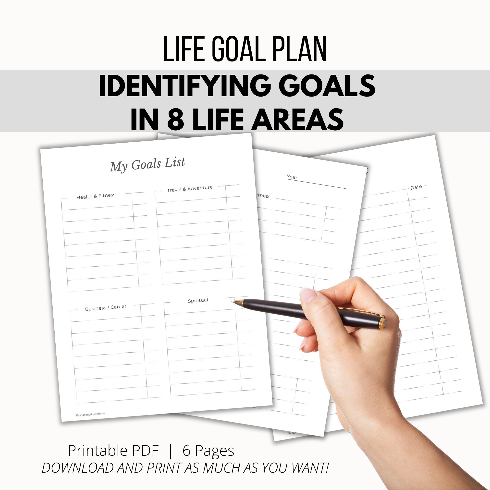 Life Goal Plan for Goal Setting in 8 Life Areas, Goal Setting, - Etsy