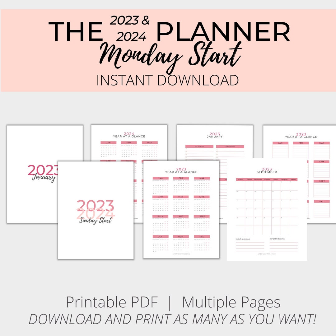 Yearly Planner 2023, Yearly Planner 2024, Monthly 1 Page Calendar ...
