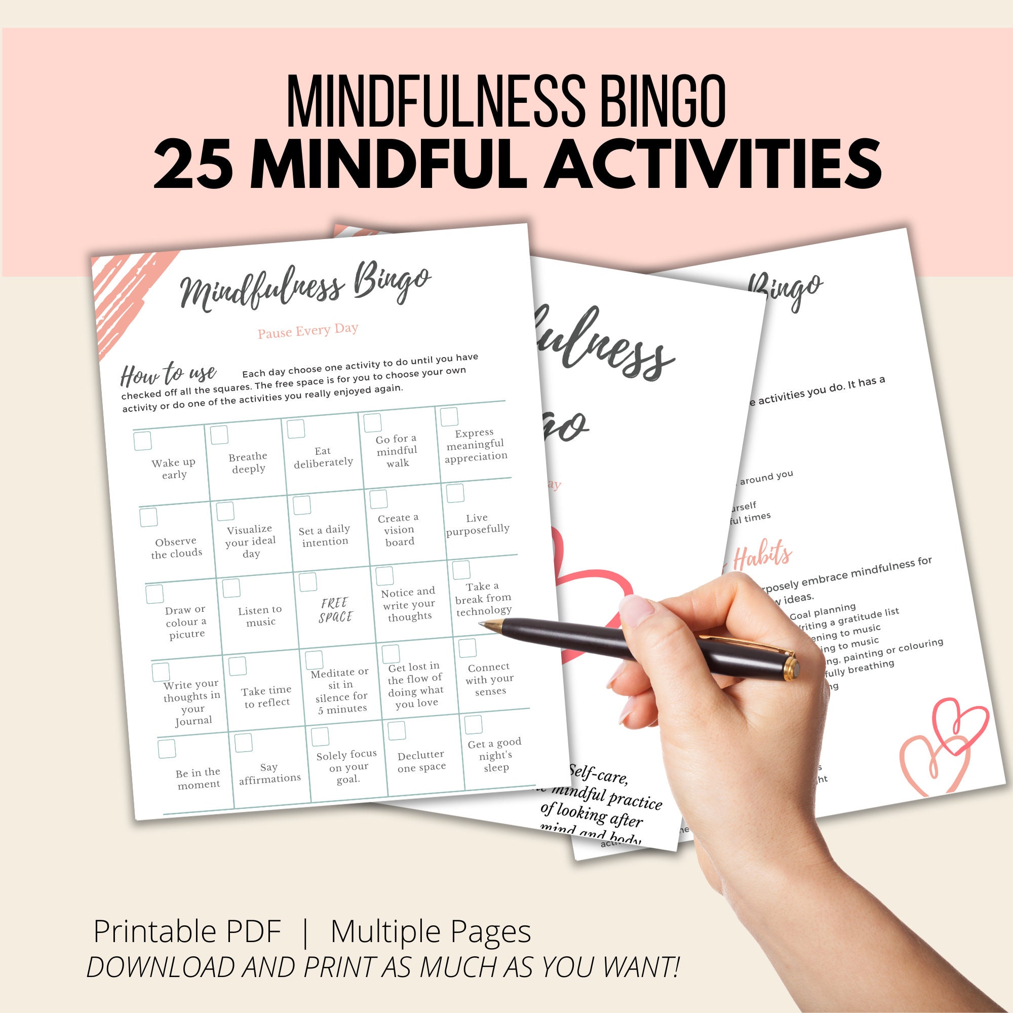 Mindfulness Bingo, Self-care Bingo, Self-care Challenge, Mindfulness ...