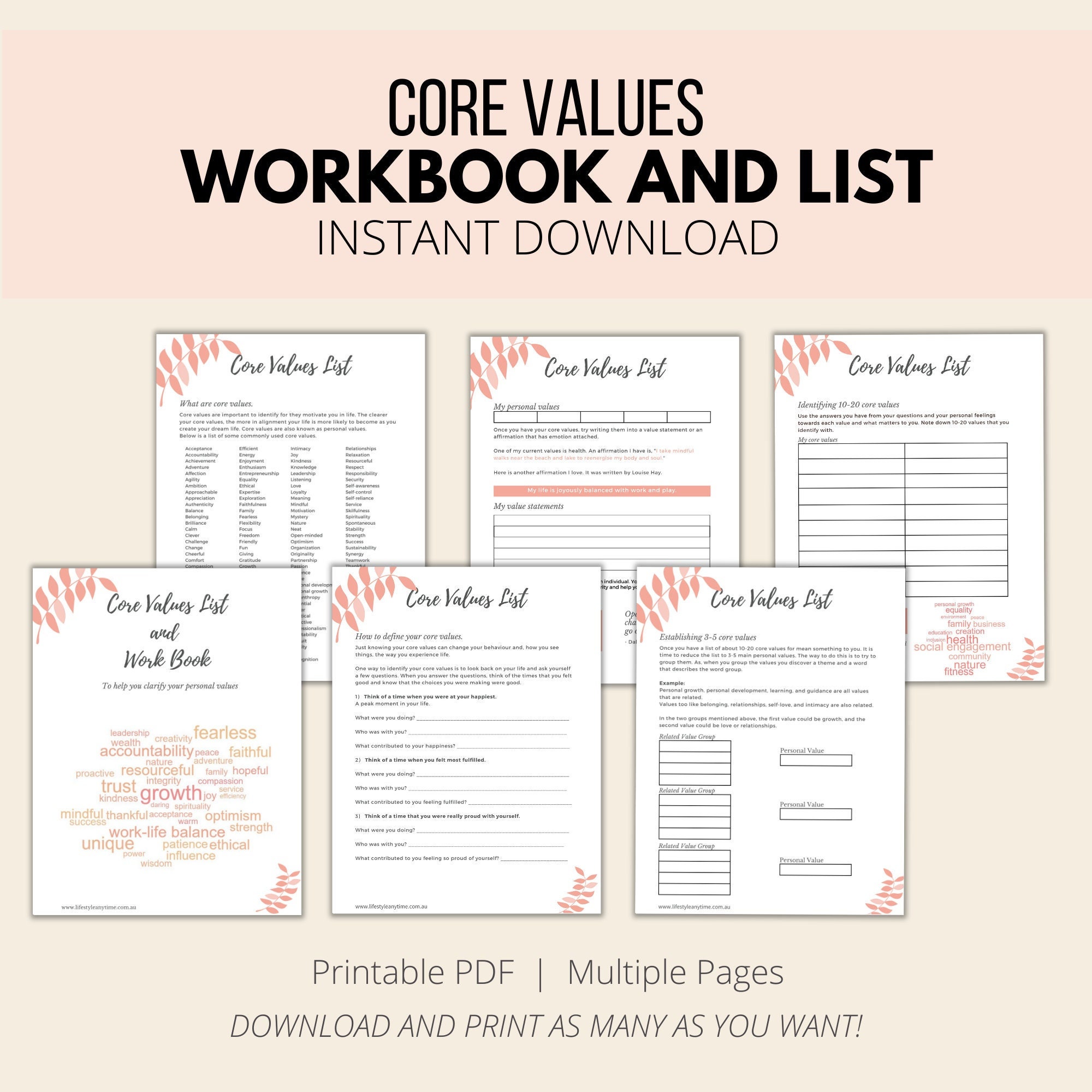 Core Values Printable My Core Values Defining Personal - Etsy Core Values Printable My Core Values Defining Personal - Etsy