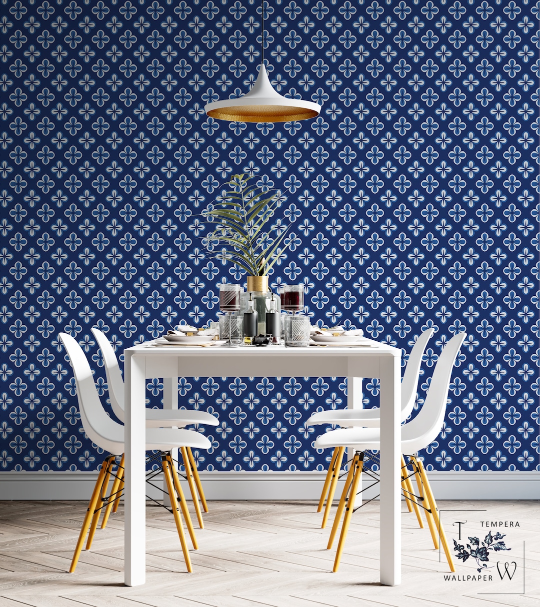 Blue and White Mural, Peel and Stick Wallpaper, Blue and White Damask Wallpaper - Etsy