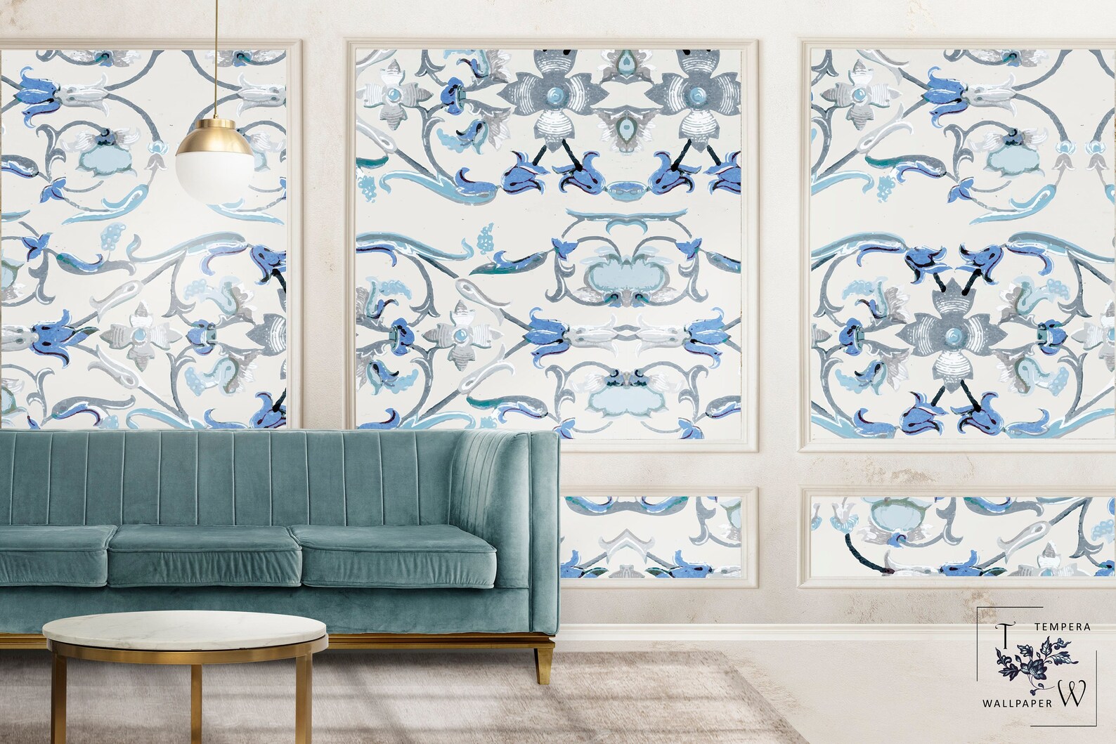 Navy Blue Floral Patterned Wallpaper, Wallpaper Blue Print, Wallpaper ...