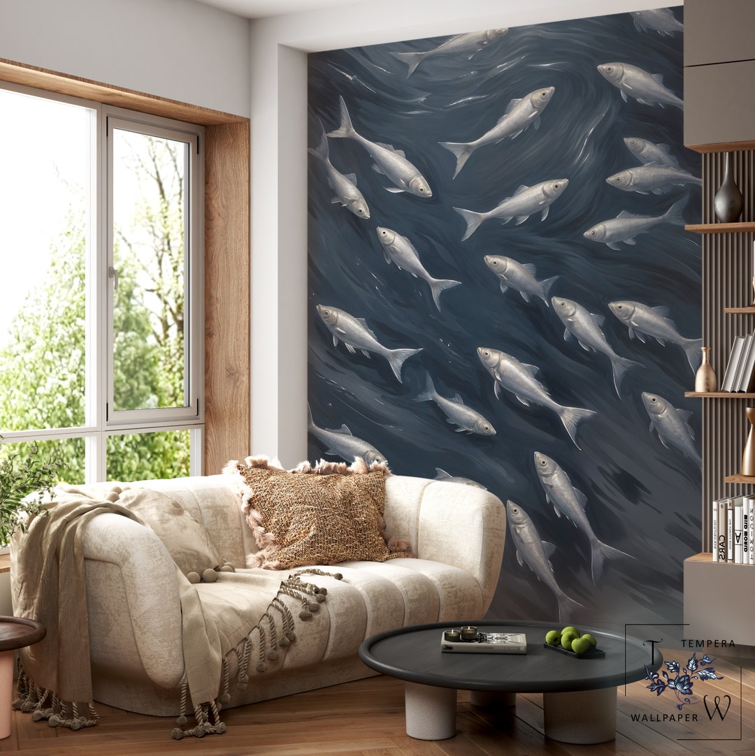 Dark Fish Underwater Pattern Wallpaper, Fish Underwater World, Fish ...