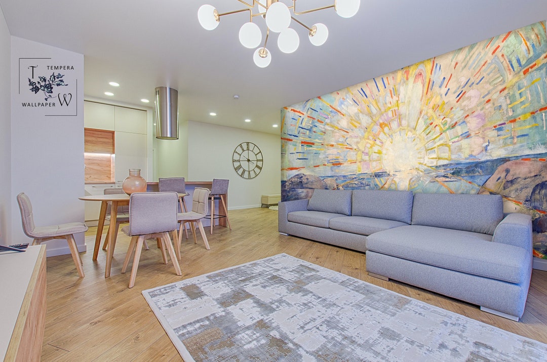 The Sun by Edvard Munch Wallpaper Mural, Self - Adhesive and Removable ...