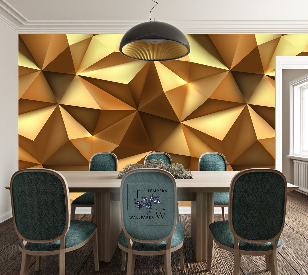 Abstract Gold Color With 3d Effect Wallpaper, 3D Gold Mural - Etsy