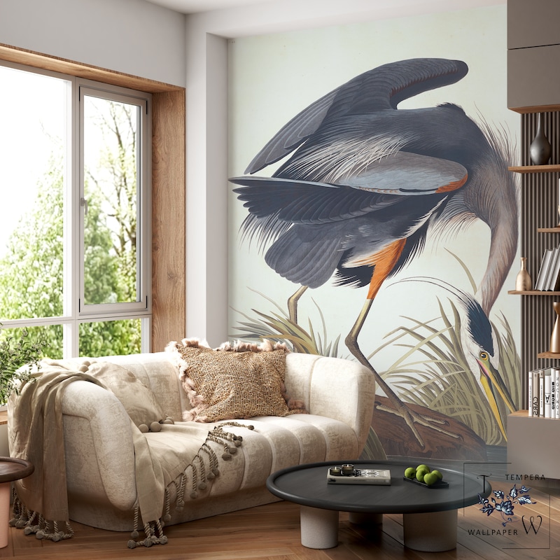 Heron Wallpaper - Etsy