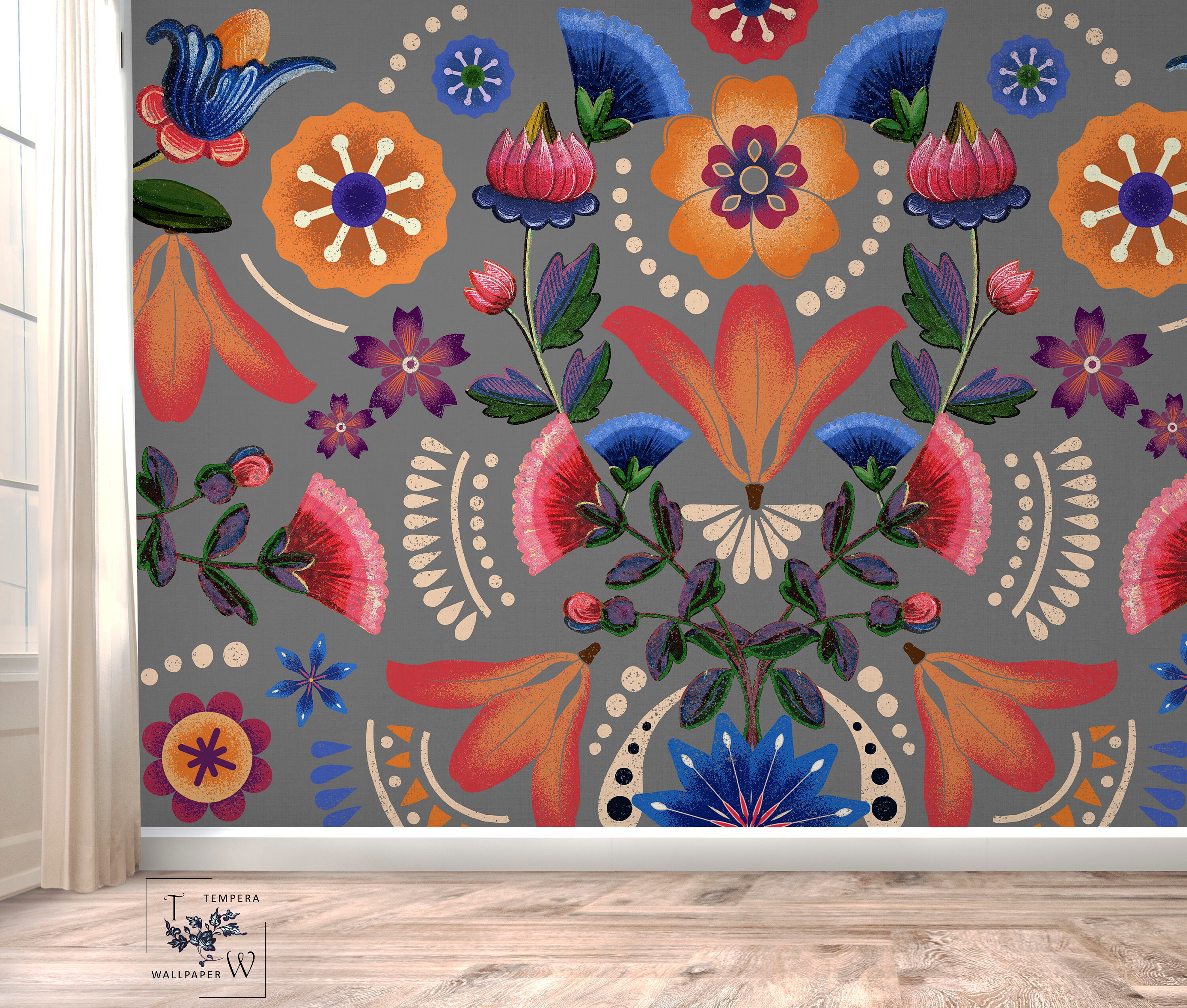 Mexican Pattern Wallpaper Mural, Geometric Wall Decal - Etsy