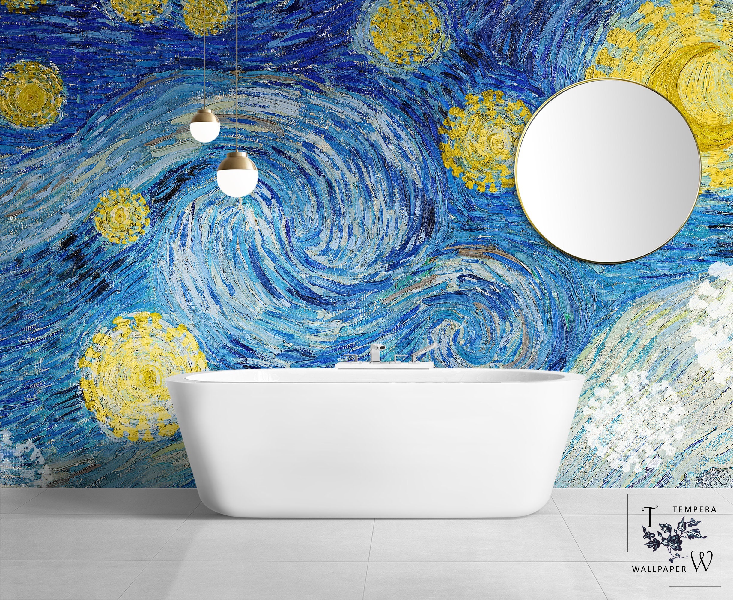Starry Night Mural Wallpaper, Abstract Peel and Stick Mural - Etsy