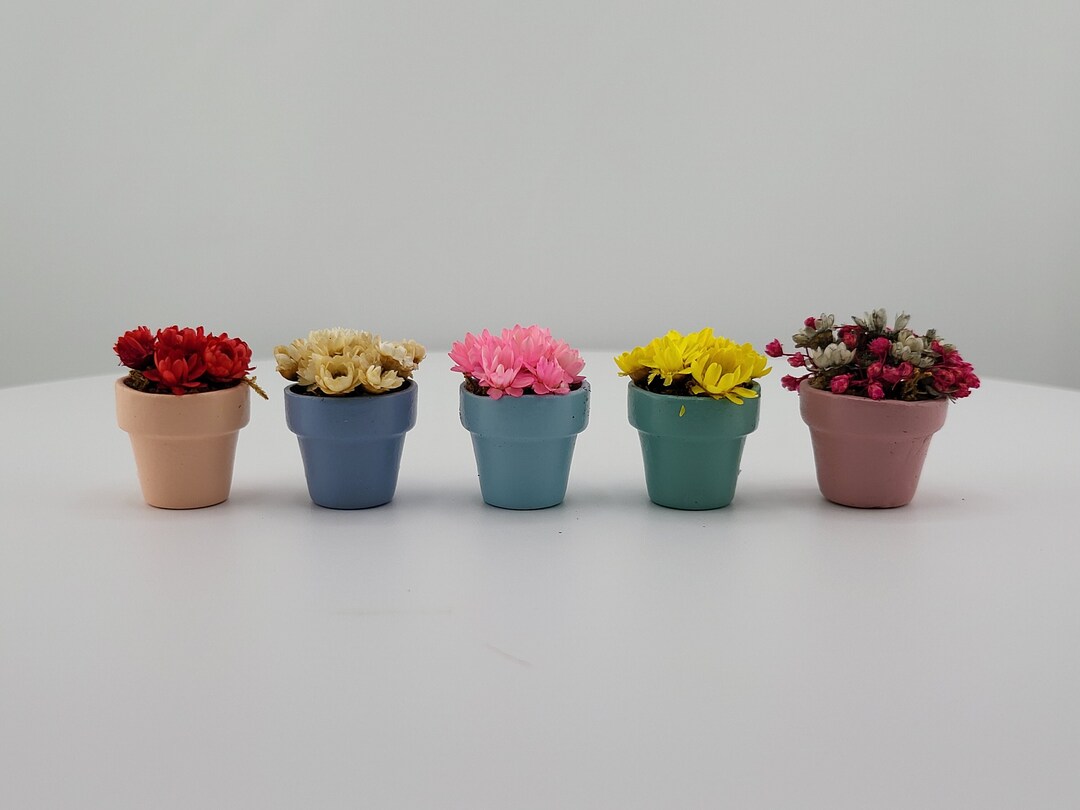 Vintage Miniature Flower Pot With Real Flowers - Etsy