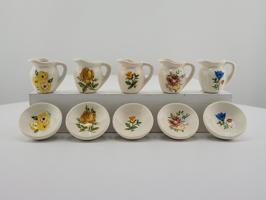 Vintage Miniature China Pitcher and Bowl Sec.1 - Etsy