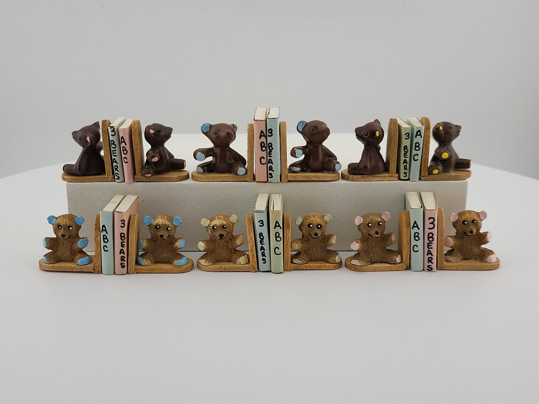 Vintage Miniature Bear Bookends With Books - Etsy