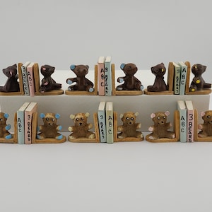 Vintage Miniature Bear Bookends With Books - Etsy