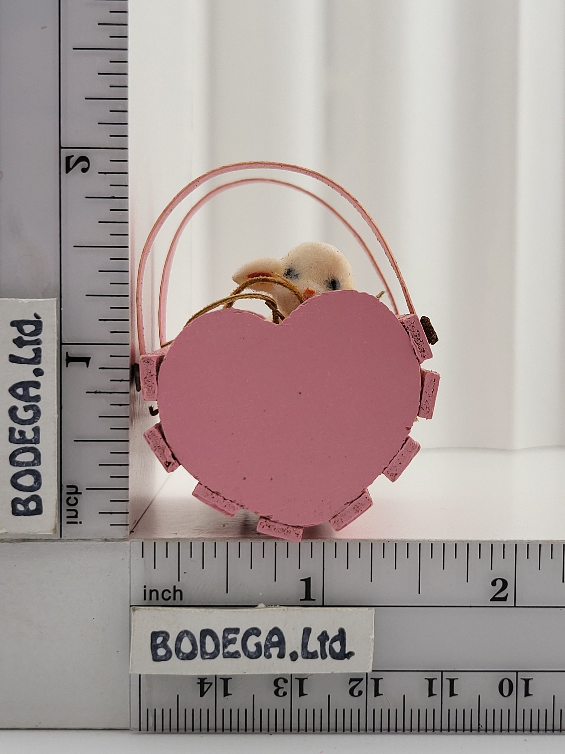 Vintage Miniature Heart Shaped Basket With Lamb - Etsy