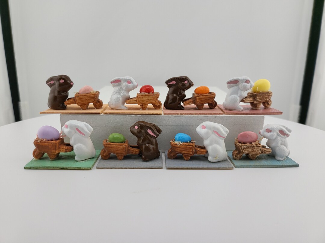Vintage Miniature Easter Bunny Wheelbarrow - Etsy