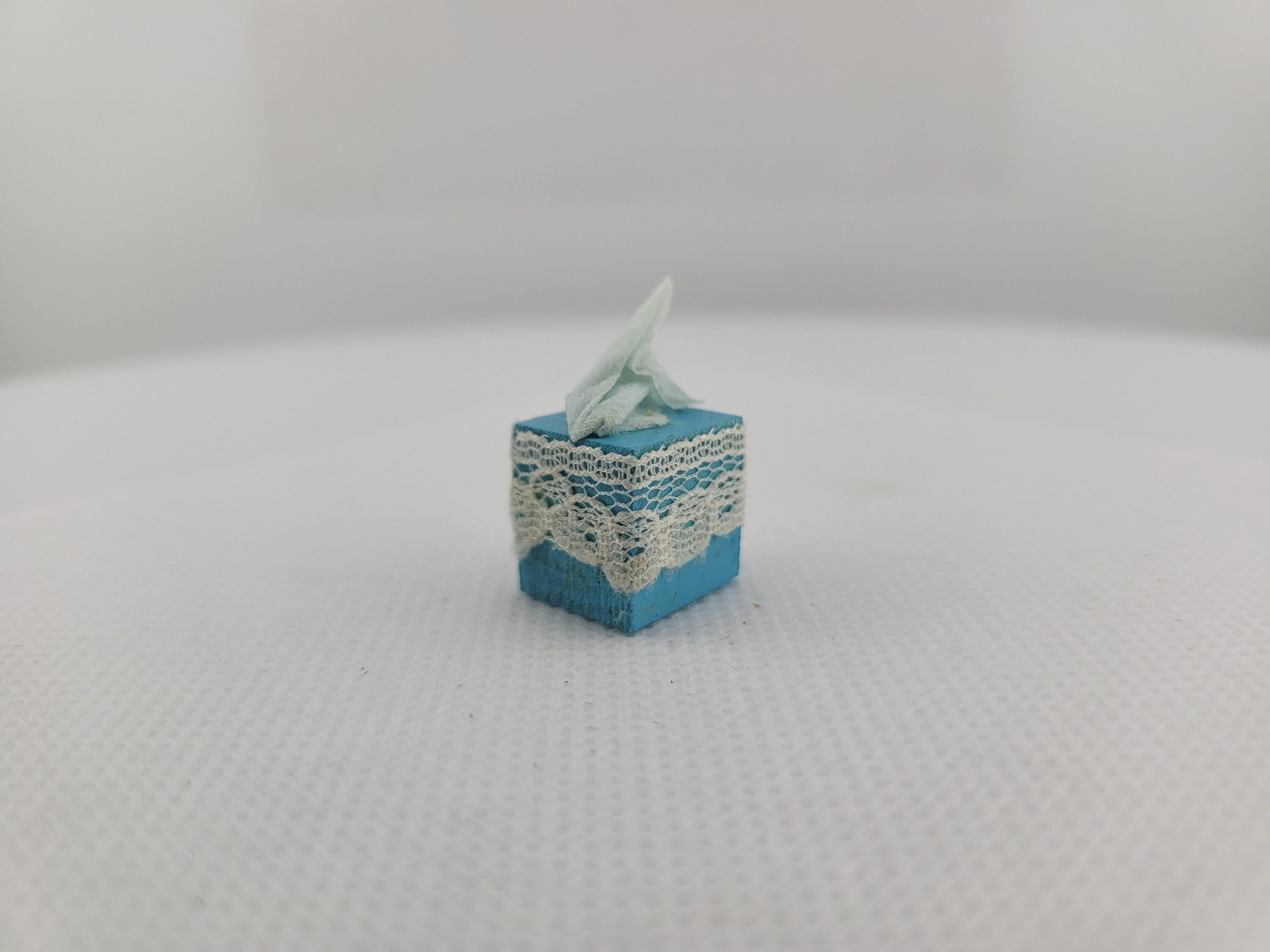 Vintage Miniature Tissue Box Blue - Etsy