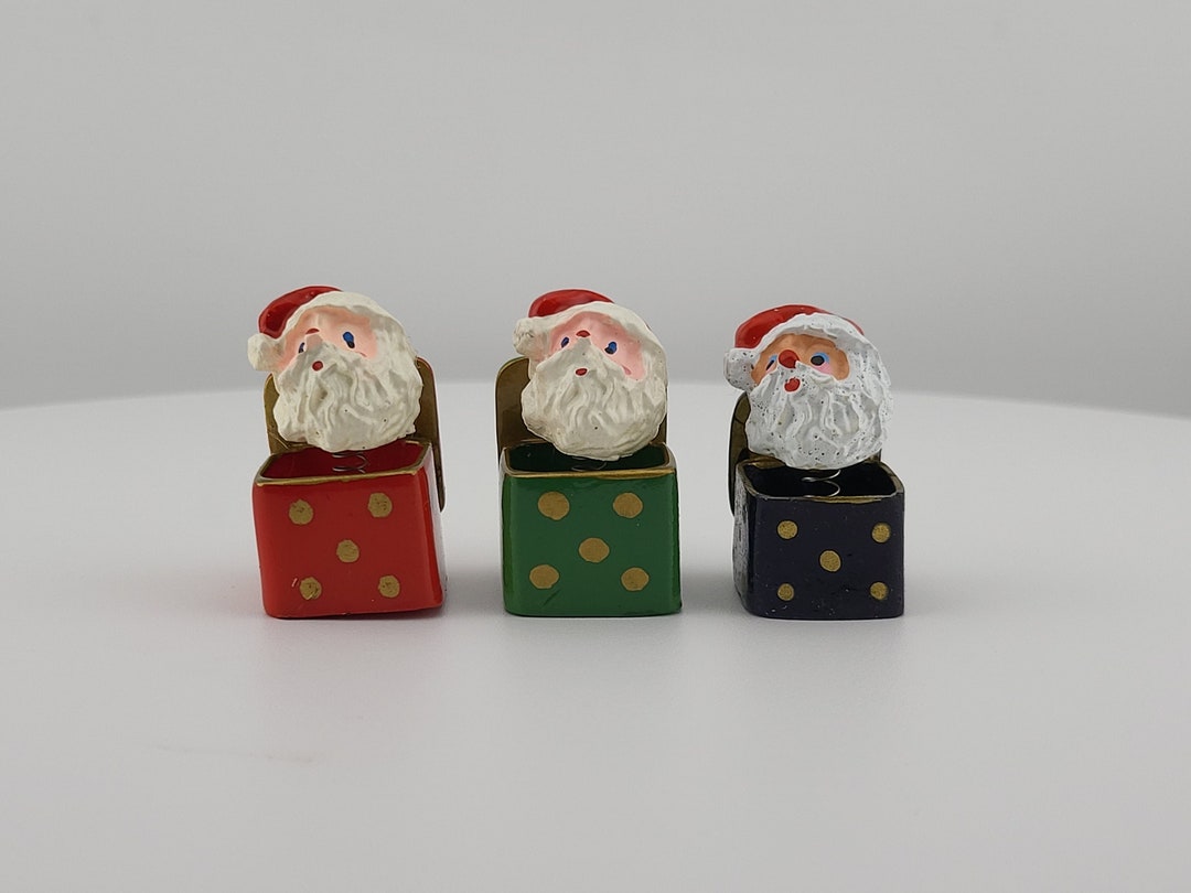 Vintage Miniature Santa in a Box - Etsy