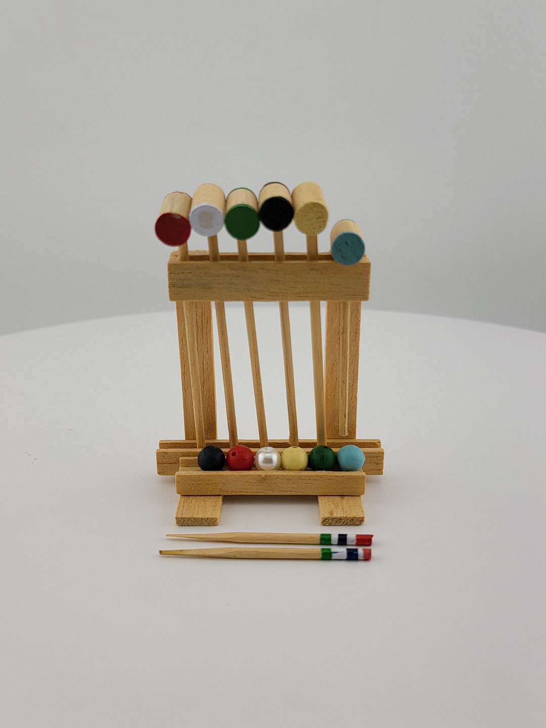 Vintage Miniature Wood Croquet Set - Etsy