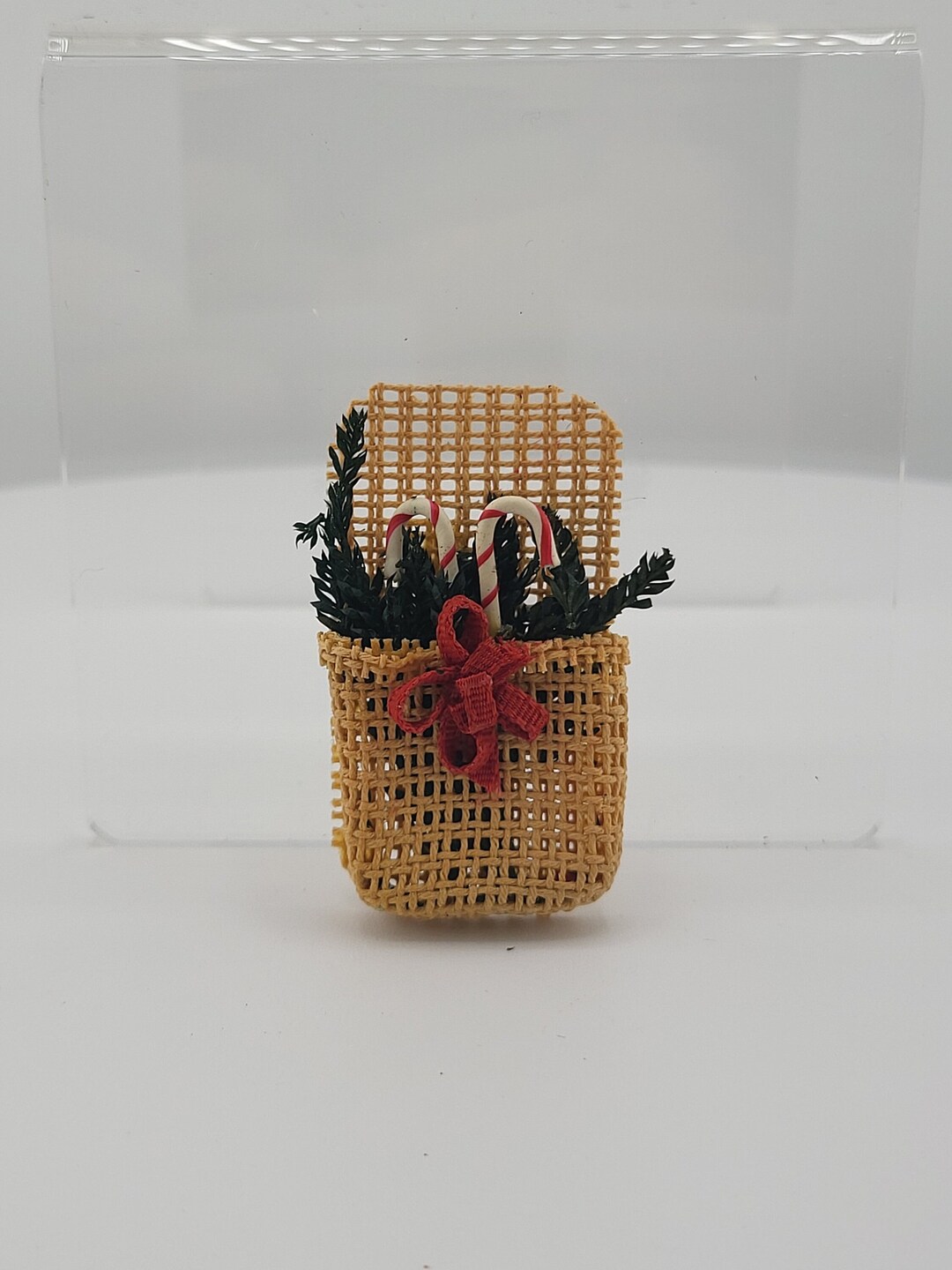 Vintage Miniature Christmas Basket With Greenery and Candy Canes - Etsy