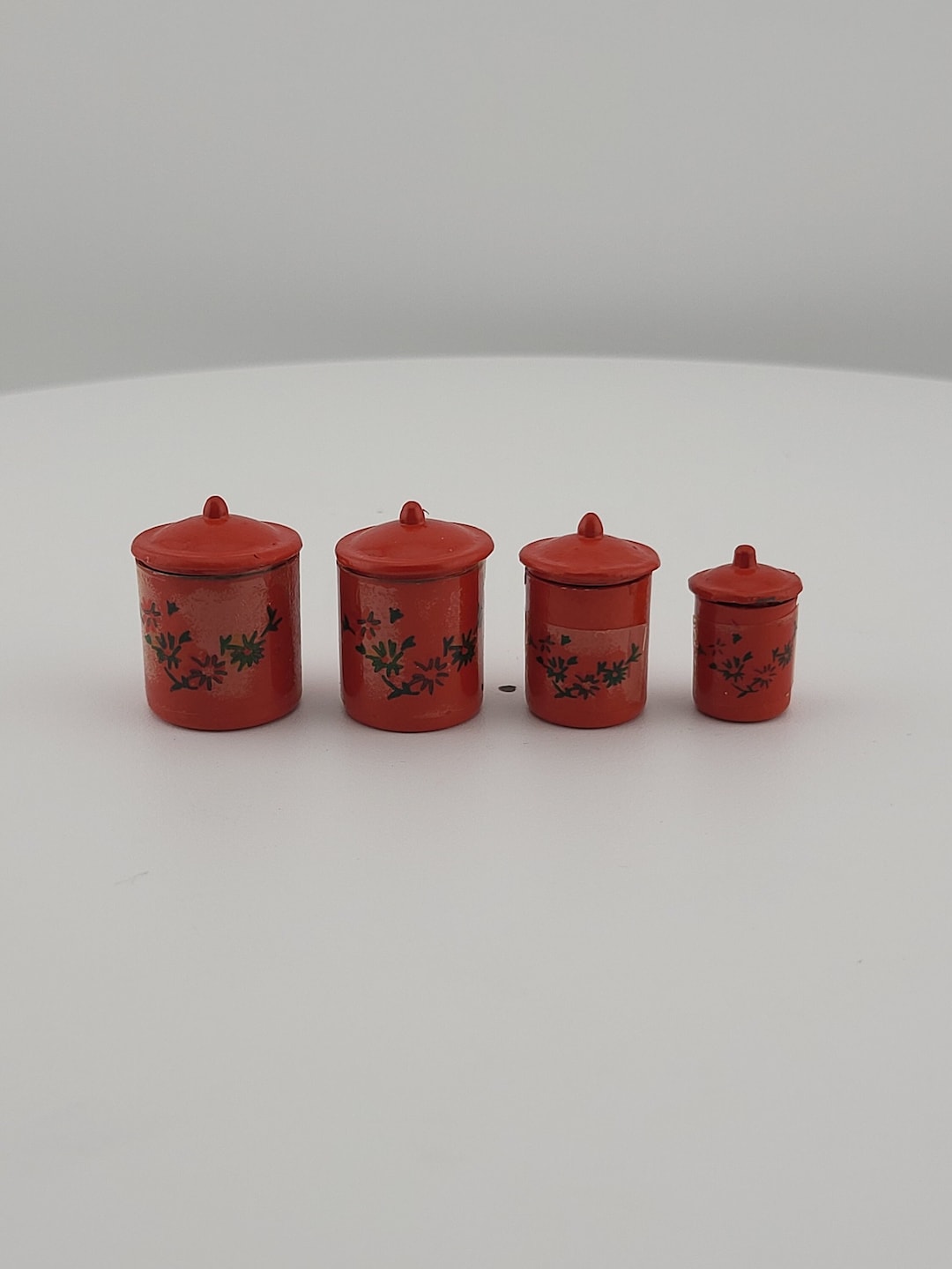 Vintage Miniature Metal Canister Set - Etsy