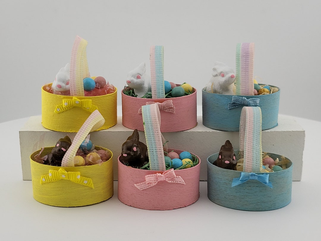 Vintage Miniature Easter Basket With Bunny and Eggs - Etsy