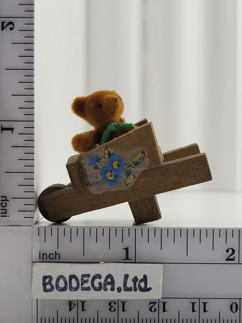 Vintage Miniature Bear in Wheelbarrow - Etsy
