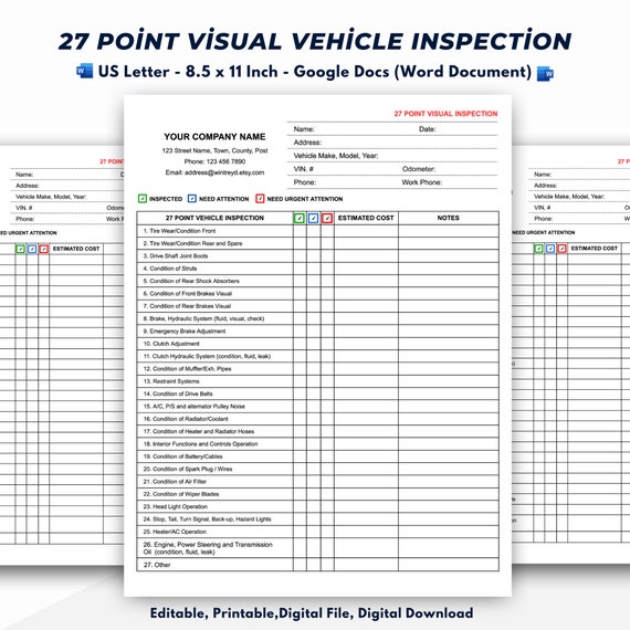 Printable Trailer Inspection Form Template Free Printable Vehicle