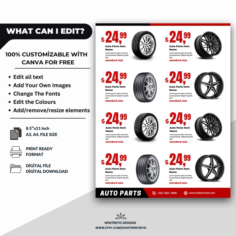 Tire and Rim Flyer Template #2, Tire and Rim Sale Flyer, Tire and Rim ...